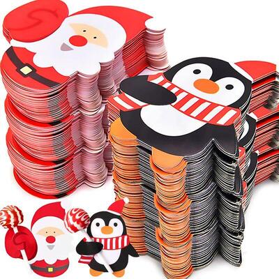 Christmas Lollipop Paper Cards Kids Candy Gifts Package