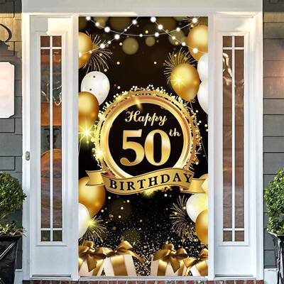 Happy 50th Birthday Backdrop Background Banner For Man Napki