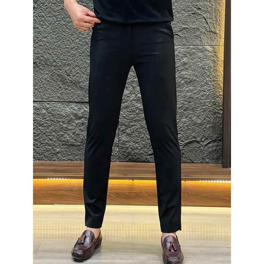 香港秋季新款男士轻奢商务欧货小脚西裤时尚潮流百搭弹力休闲裤