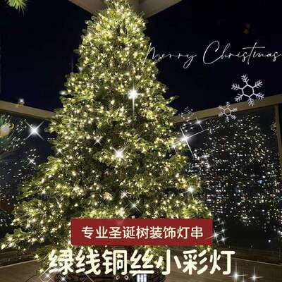 圣诞树饰装节灯串闪绿线圣铜丝灯灯饰灯带led灯诞cgu0135装饰品彩