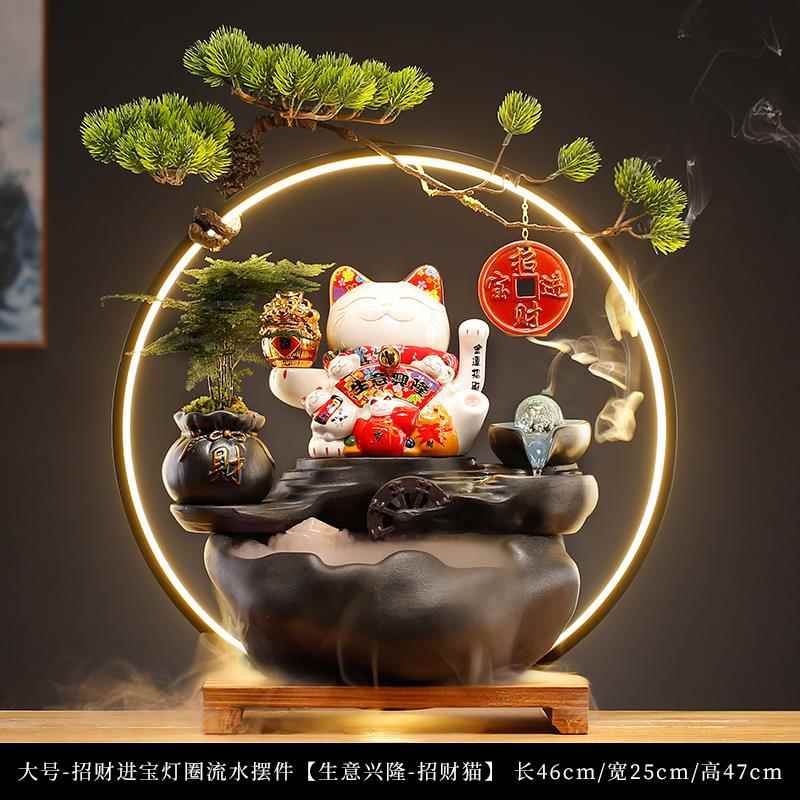 高档招猫摆件办流水生财生收意兴隆摇手猫公室装饰桌面银柜台开业