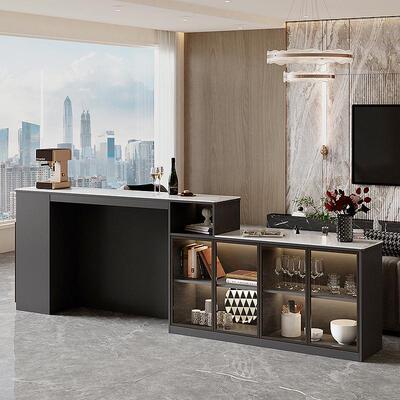 一体后岩家用沙发吧台餐桌轻隔断岛板客厅靠吧台靠背奢餐柜纳雷台