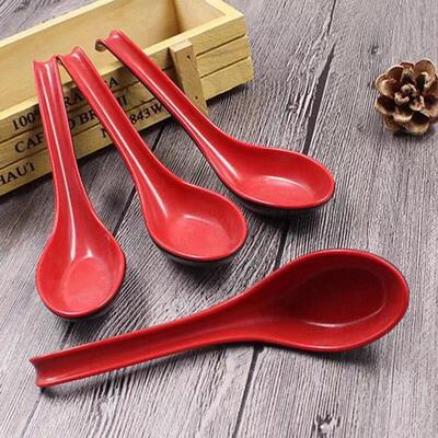 Hotel Melamine Colorful Spoons, Red and Black Pattern, Long