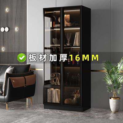 轻奢酒储柜HTQ靠墙物柜现代简高档约餐边柜家门用一体边柜玻璃展