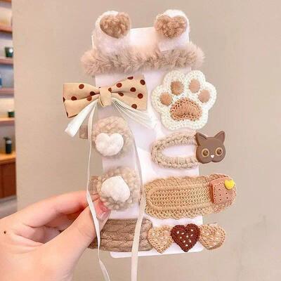 Cartoon Bear Hairclip for Kids, Princess Hair Accessories, C