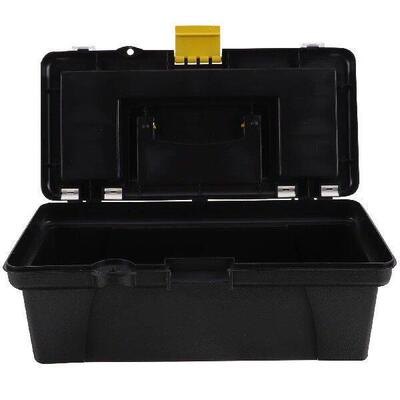Portable ABS Plastic Toolbox Removable Top Tray Black