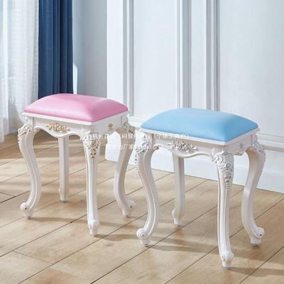 美甲卧ZHJ室美式梳妆方小凳妆凳凳公主软包台欧式化凳子家用椅古