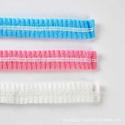 迈利厂家21英寸蓝色双筋一次性无纺布厨师防尘美容头套帽 条形帽