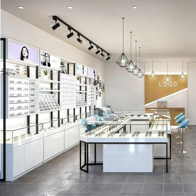 定制眼镜店烤漆展示柜木纹展柜眼镜店货架