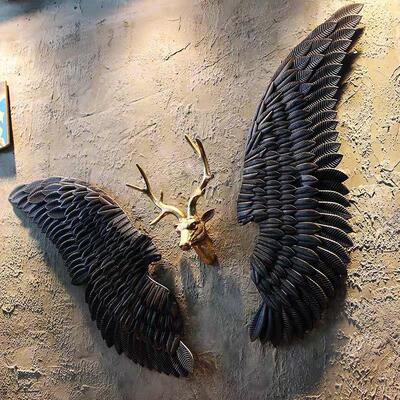 lWY-1040饰of艺t工业风办公室墙面装饰壁挂复古铁翅膀墙壁饰酒墙