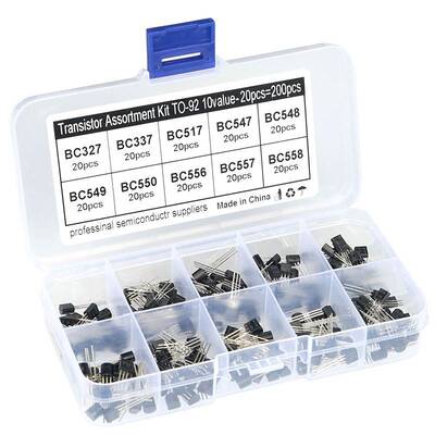 10种规格200祇装三极管盒装包TO-92 BC337 BC327 BC517 BC550现货