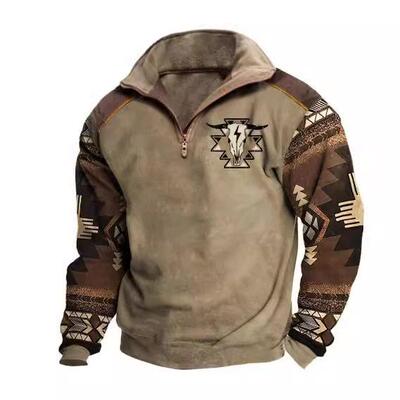Mens Printed Sherpa Quarter-Zip Pullover For Women Wear