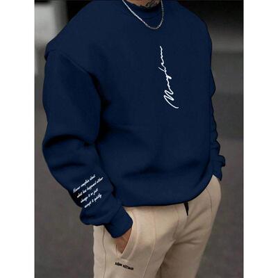 Men's Fleece Knit Pullover Sweatshirt Long Sleeve Round Neck