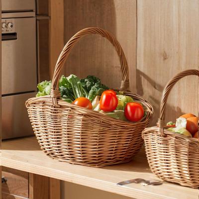 手工柳编编织手提篮藤编水果收纳筐竹编竹篮菜篮子野餐小篮子框子