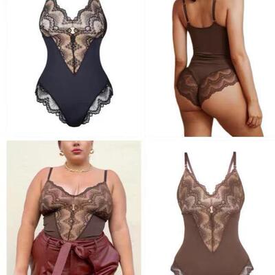 Sexy Lace Bodysuits Shapewear Women Thong Tummy Tucking Mesh
