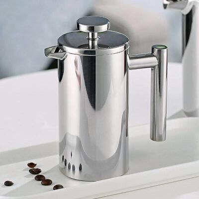French Press Coffee Maker 304 Grade Stainless Steel Silver