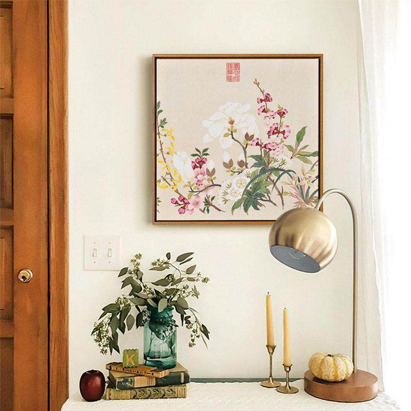 钱维城民花卉6幅挂 组合宿中式客其他/oth厅餐厅装画饰画正方形新