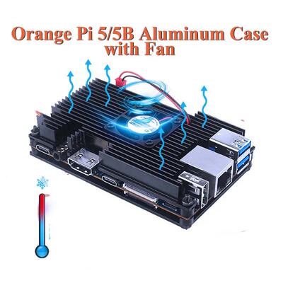 香橙派5B外壳Orangepi5/5B铝合金保护壳带散热风扇降温Orangepi