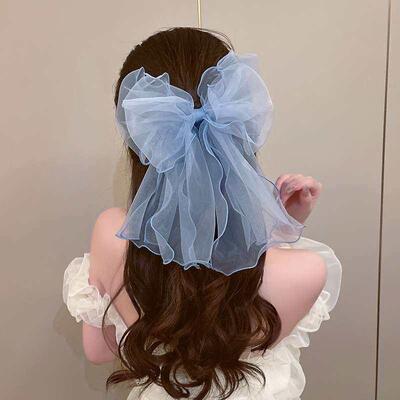 Organza Bow Hairpin Fashion Niche Back Head Spring Clip All-