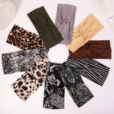 Women Cross Solid Color Hair Bands Girls Leopard Print Flowe