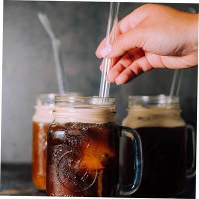 20cm Glass Smoothie Straw, Reusable Clear Drinking Straws fo
