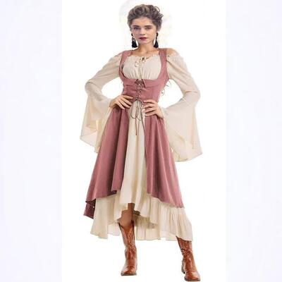 Vintage Medieval Bell-Sleeve Dress, Halloween
