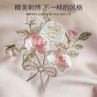100S长绒LUB棉粉少女绣心公主风全棉四件瑰套刺玫花纯棉床上色用