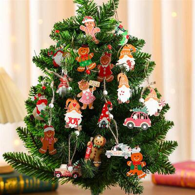 Christmas decorations wooden box with painted pendant