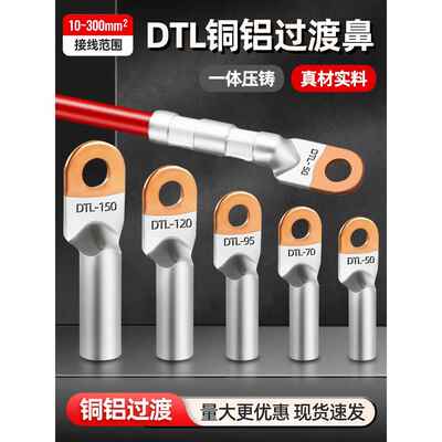 铜铝线鼻子DTL25/35/70/120-400平方线耳接线铝鼻子铜铝接头