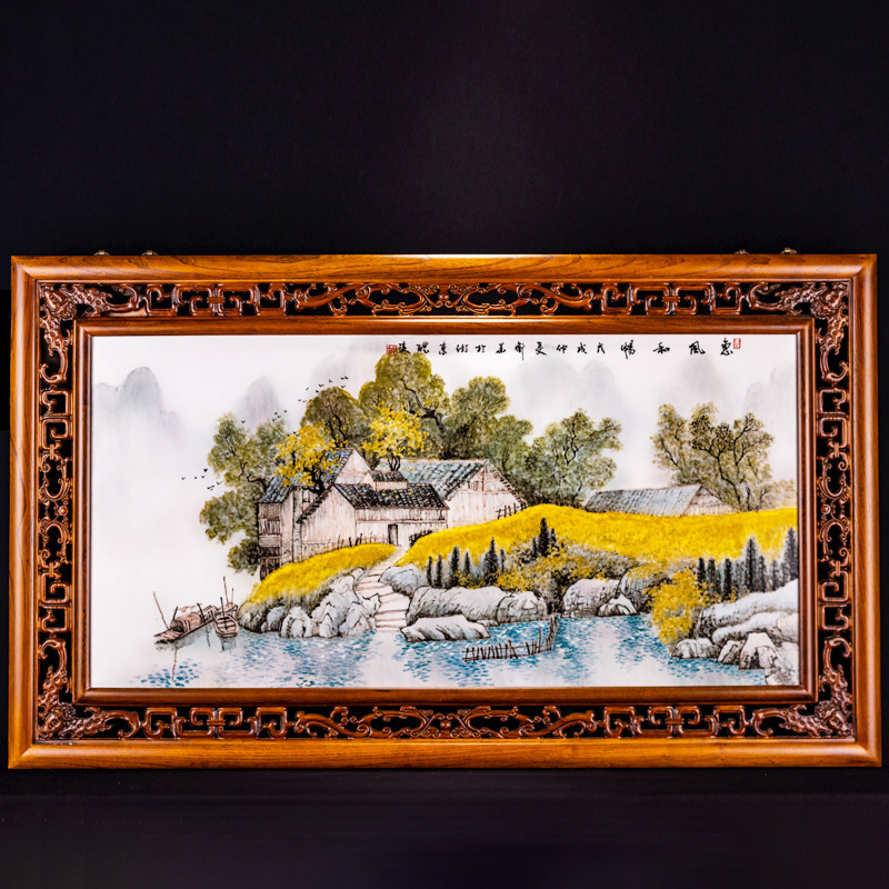孤品 湖南省高级工艺美术大师胡卫华手绘惠风和畅大号瓷板画现代