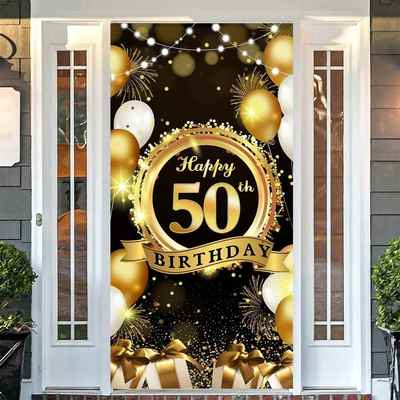 Happy 50th Birthday Backdrop Background Banner For Man Napki