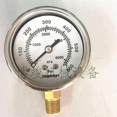 美国进口Marsh马士不锈钢气压表压力表0~300 0~600PSI