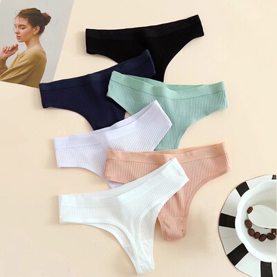 5 10 Pcs Waist Ribbing Thong Women Traceless Ventilated