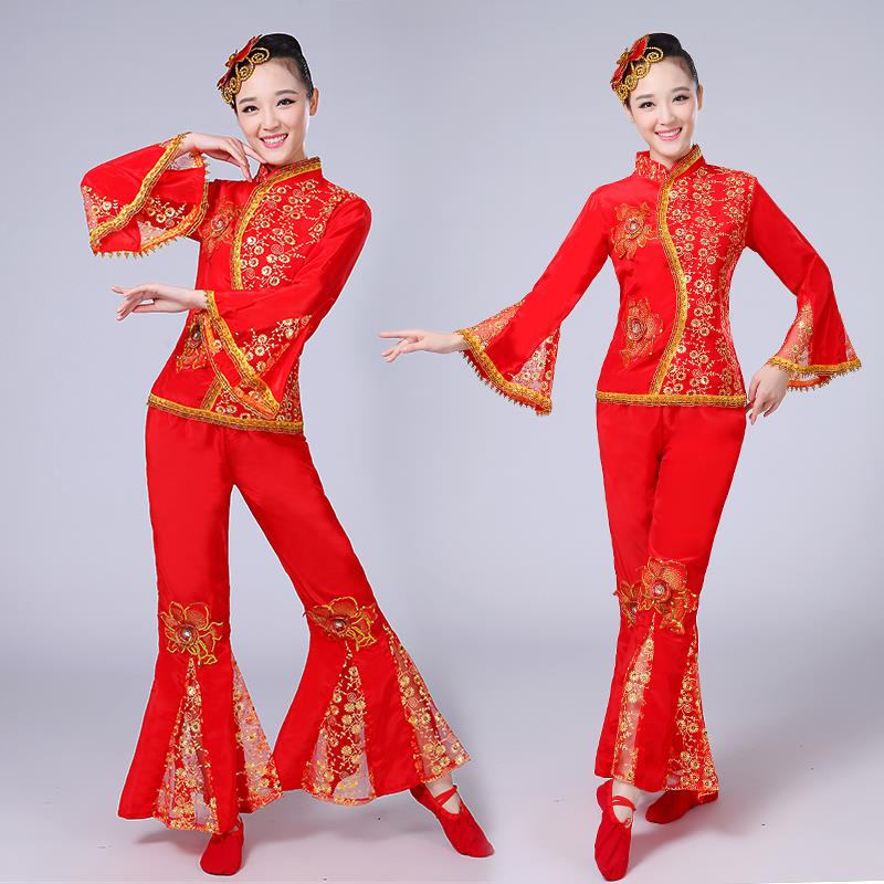 新款秧歌舞蹈服装2024新款东北喜庆中老年广场舞民族扇子舞腰鼓舞