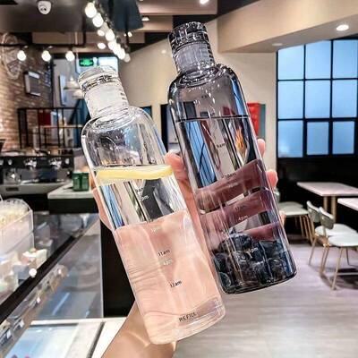 500ml/16.9oz Transparent Plastic Sport Water Bottle Time Mar