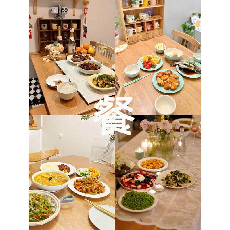 T实木餐桌餐边柜一体家用小户型一桌四椅组合带抽屉胡桃木吃饭桌