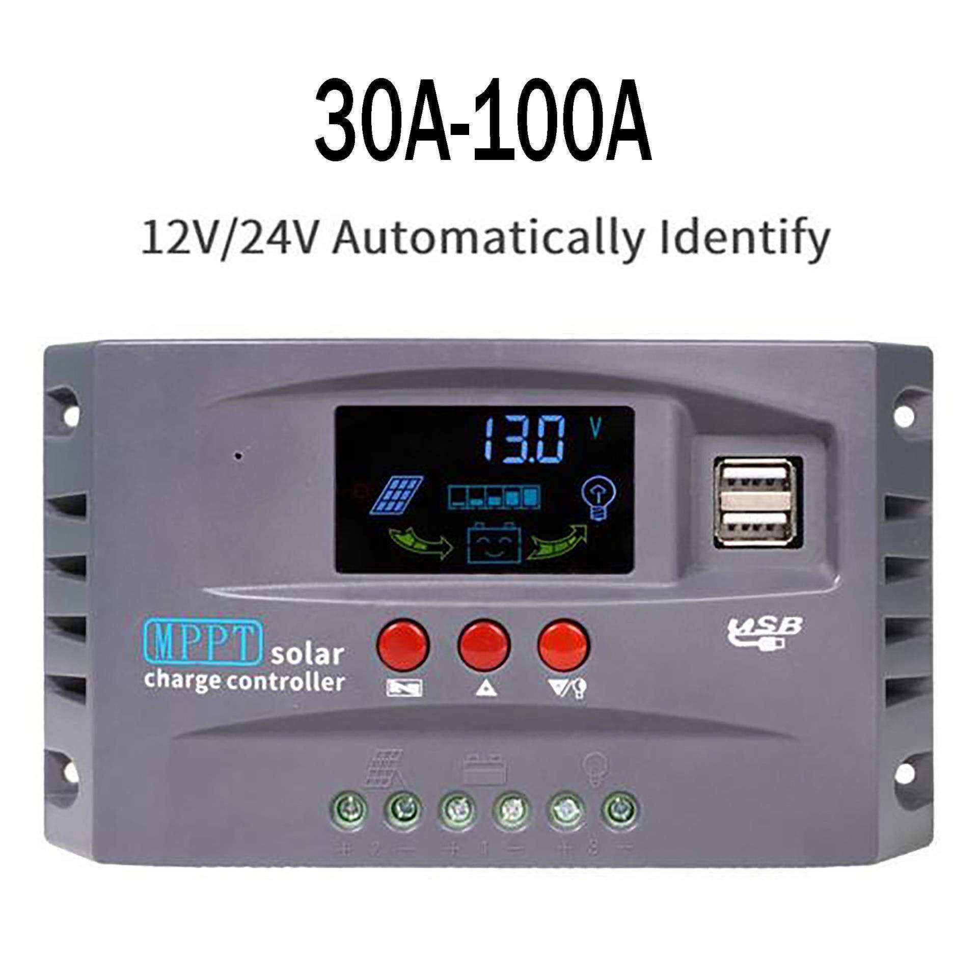 跨境MPPT太阳能控制器12V24V全自动通用型光伏板充电控制稳压器