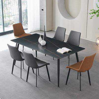 现代简约小户家ty0045用岩板餐桌式餐厅意方形长餐型桌椅组合桌轻