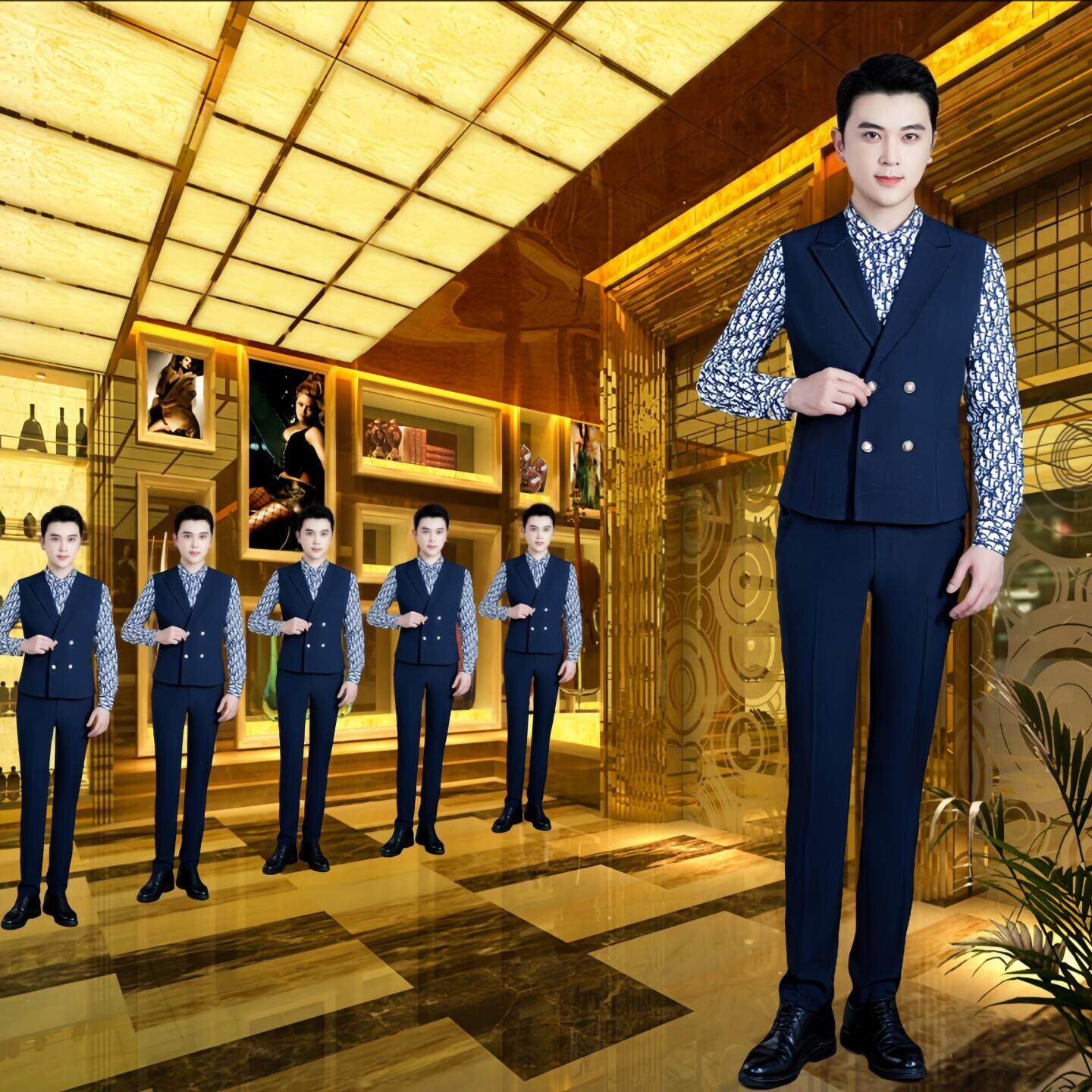 高端酒店夜场酒吧服务员马甲衬衫工作服商务KTV会所少爷公主工装