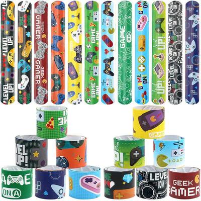 12pcs Cartoon Slap Bracelets Dinosaur Unicorn Pattern Slap B