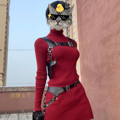 艾达cos艾达王cos服装性感吊带连衣裙AdaWongcosplay红色旗袍