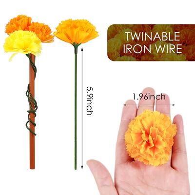 Artificial Marigold Flowers with Stem for DIY Wreath Garland
