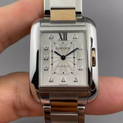 正品98新卡地亚坦克系列39*29.8MM精钢18K金自动机械女表WT100034