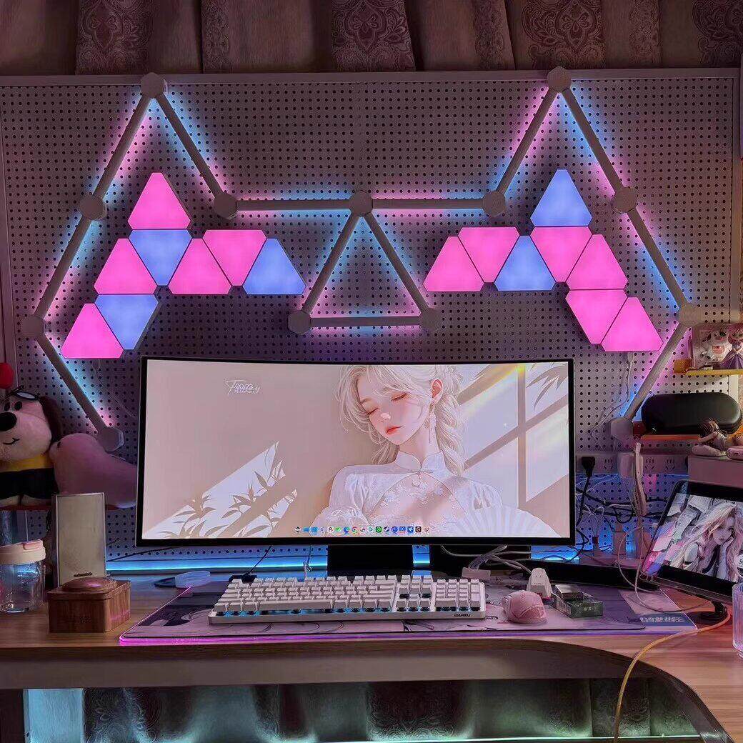 智能RGB奇光板星座灯电竞房墙面装饰气氛灯拾音蜂窝量子灯组合装
