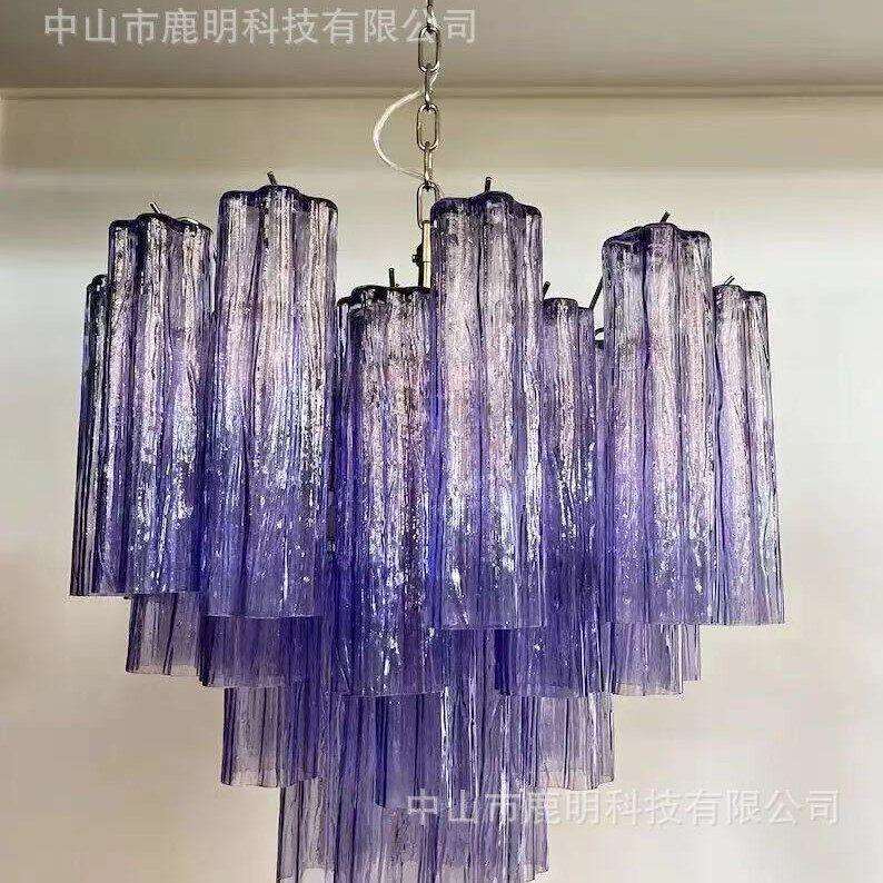 法式穆拉诺七彩玻璃吊灯美式轻奢风复古别墅客厅卧室楼梯装饰吊灯