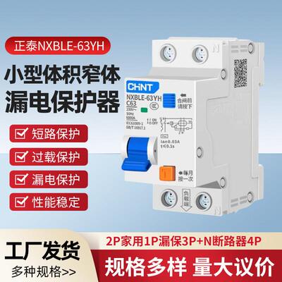 NXBLE-63YH小型体积窄体漏电保护器2P家用1P漏保3P+N断路器4P