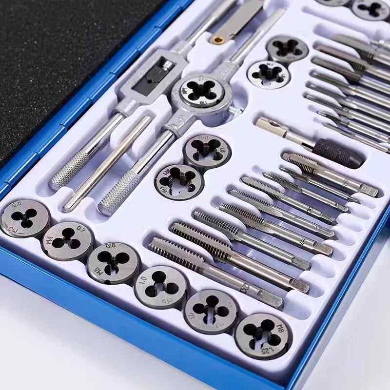 业级铁丝盒锥板板牙40pc工丝锥牙组套手GNA用扳手板牙绞手公制丝