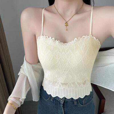 Lace chest wrapped camisole vest without steel ring, worn