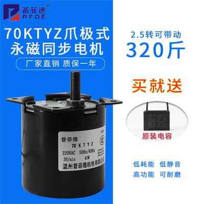 70KTYZ交流同步电机40W微型低速永磁正反转小马达220V齿轮减速机