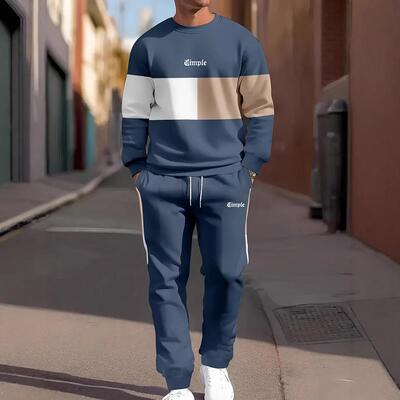 Men's Colorblock Print Sweatshirt & Pants Loungewear